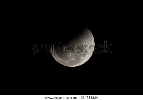 Partial Lunar eclipse visible at Chiangrai Thailand on 31 January 2018 ...