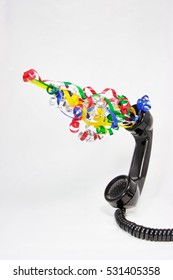 Party Ribbons Exploding Telephone Handset Vertical Stock Photo ...