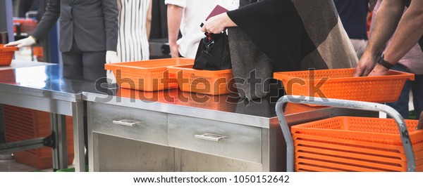 Passengers Queue On Line Scanning Bags Stock Photo 1050152642 ...