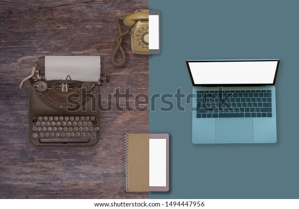 Past Present Future Technology Devices Typewriter Stock Photo ...