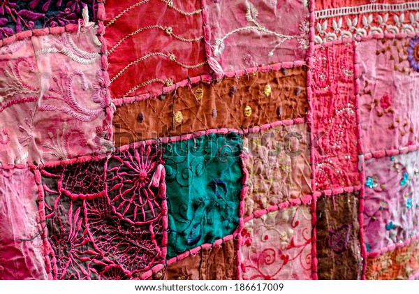 Patchwork Fabric Indian Market Stock Photo (Edit Now) 186617009