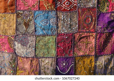 Patchwork Indium India Embroidery Colored Squares Stock Photo ...