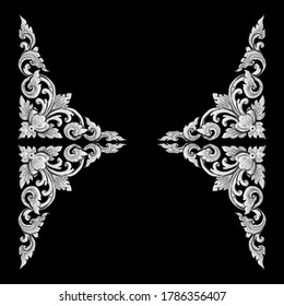 Pattern Flower Carved Silver Frame Isolated Stock Photo 1786356407 ...
