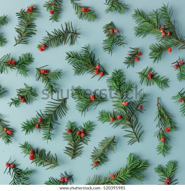 Pattern Made Christmas Tree Branches Red Stock Photo 520395985 ...