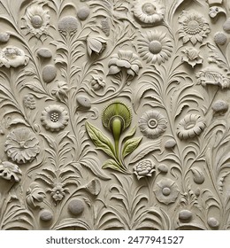 Patterned Wallpaper Flock Embossed Pattern Flowers AI-generated image ...