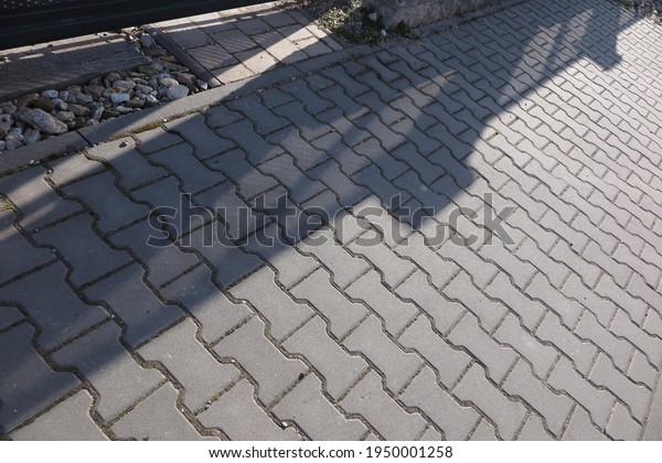 Pavement Sidewalk Walkway Shadows Interlocking Pavement Stock Photo ...