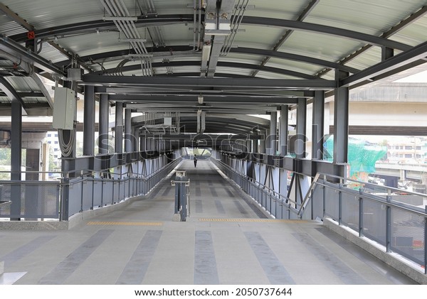 Pedestrian Pathway Corridor Hallway Between Train Stock Photo ...