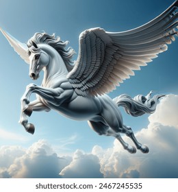 Perseus Riding Pegasus Engraving Classical Art AI-generated image ...
