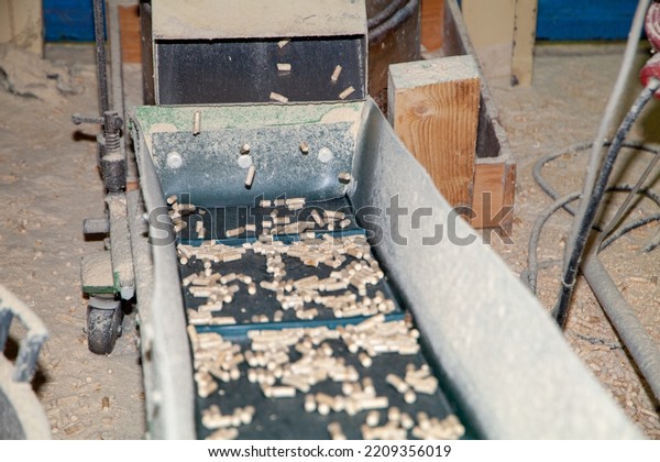 Pellet Production Process Heating Compressed Wood Stock Photo ...