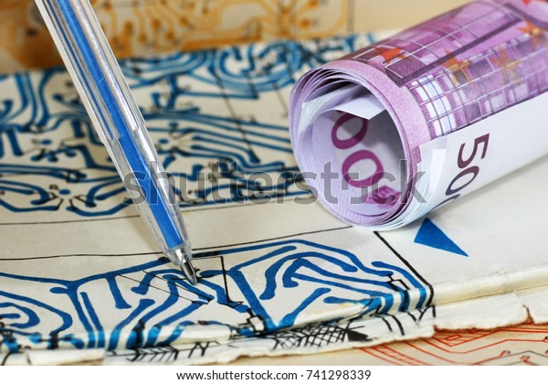 Pen Engineering Drawing Work Plan Paper Stock Photo 741298339 ...