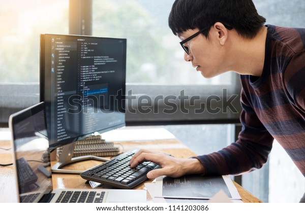 Pensive Programmer Working On On Desktop Stock Photo 1141203086 ... Pensive Programmer Working On On Desktop Stock Photo 1141203086 ...