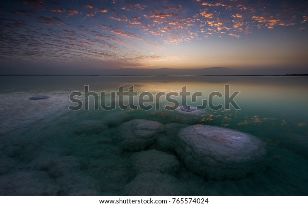 Perfect Clouds Reflection Dead Sea During Stock Photo 765574024 ...