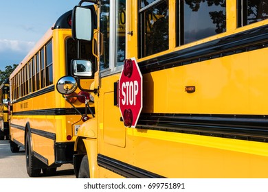 Perspective Angle Lined School Buses Stock Photo 699751891 | Shutterstock
