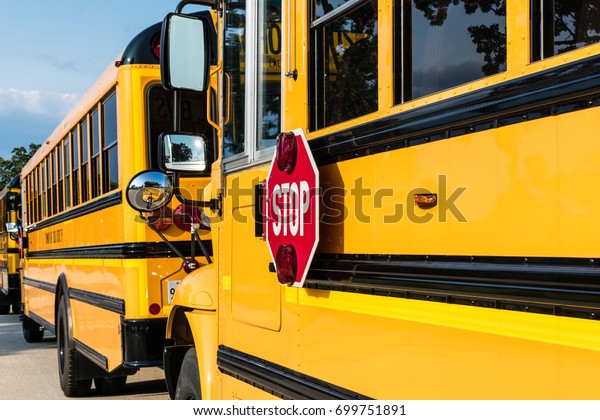 Perspective Angle Lined School Buses Stock Photo 699751891 | Shutterstock