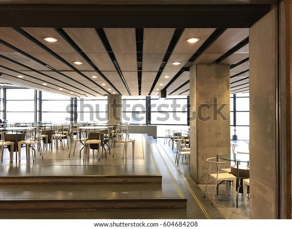 Perspective View Empty Cafe Space Tables Stock Photo (Edit Now) 604684208