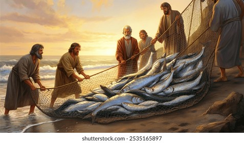 Peter Disciples Dragging Net Full Fish AI-generated image 2535165765 ...