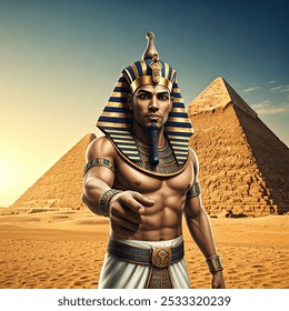 Ancient Egypt Pharaoh Man Standing Portrait AI-generated image ...