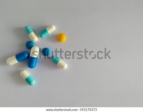 Pharmacy Background On Black Table Tablets Stock Photo 593170373 ...