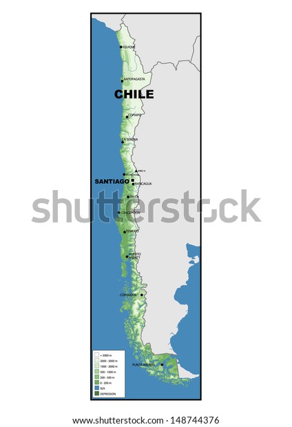 Physical Map Chile Stock Photo 148744376 | Shutterstock