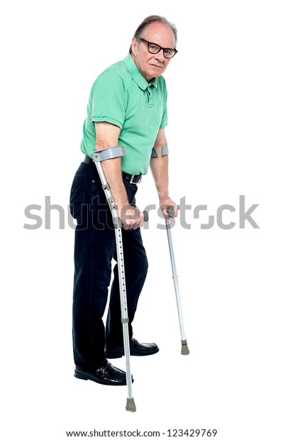 Стоковая фотография 123429769: Physically Disabled Old Man Walking Help ...
