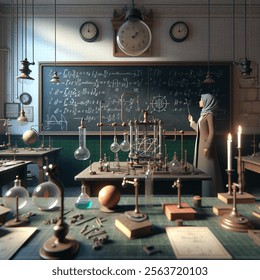 Early 20th-century Physics Room Bohrs Atom AI-generated image ...