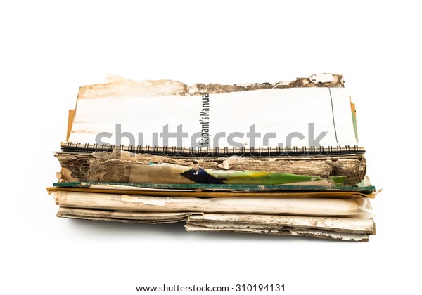 Pile Papers Document Damage Flood Water Stock Photo 310194131 ...