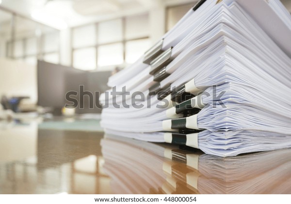 Pile Unfinished Documents On Office Desk Stock Photo (Edit Now) 448000054 Pile Unfinished Documents On Office Desk Stock Photo (Edit Now) 448000054