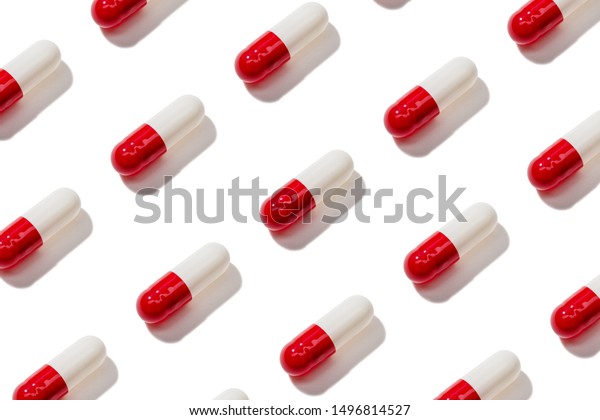 Pill Capsule Pattern Isolated On White Stock Photo (Edit Now) 1496814527