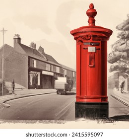 Bright Red Pillar Box Painting AI-generated image 2415590203 | Shutterstock