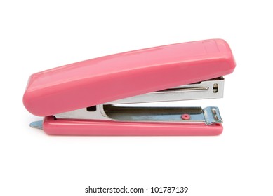 Pink Stapler Shadow On White Background Stock Photo (Edit Now) 261799088