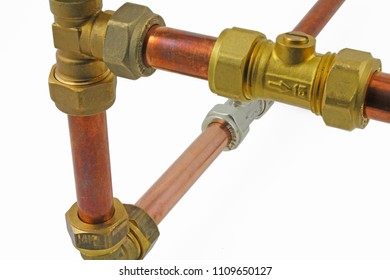 Copper Pipework Four Sections Copper Pipes Stock Photo (Edit Now) 693808825