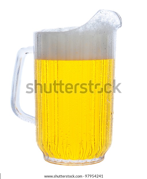 Pitcher Beer Vertical Format Over White Stock Photo (Edit Now) 97954241