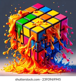 Pixel Art Vector-style Image Rubicks Cube AI-generated image 2393970195 ...