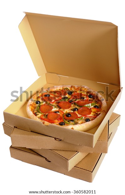 Pizza Box Stack Top Open Pepperoni Stock Photo (Edit Now) 360582011