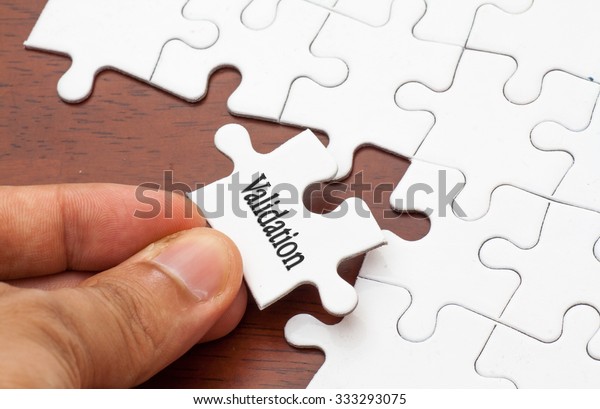 Placing Missing Piece Puzzle Validation Word Stock Photo (Edit Now ...
