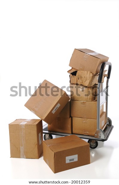 Plain Brown Boxes Stacked Falling Off Stock Photo (Edit Now) 20012359