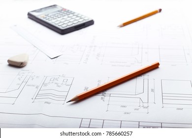 Plan Engineering Drawing On Table Stock Photo 785660257 | Shutterstock