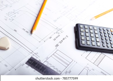 Plan Engineering Drawing On Table Stock Photo 785777599 | Shutterstock