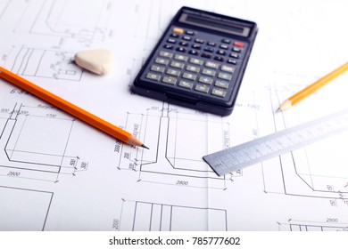 Plan Engineering Drawing On Table Stock Photo 785777599 | Shutterstock