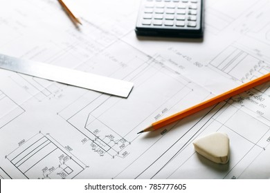 Plan Engineering Drawing On Table Stock Photo 785777605 | Shutterstock
