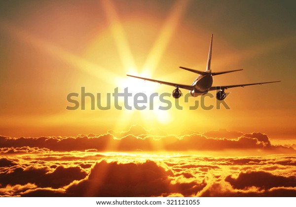 Plane Taking Off Sunset Stock Photo 321121055 | Shutterstock