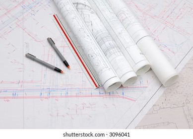 Plans Maps On Table Stock Photo 3096041 | Shutterstock
