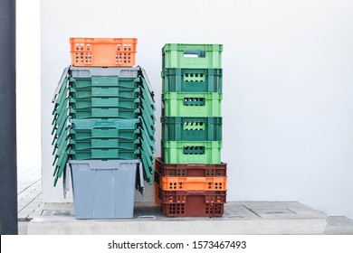 Plastic Container Crates Baskets Empty Stacked Stock Photo 1573467493 ...