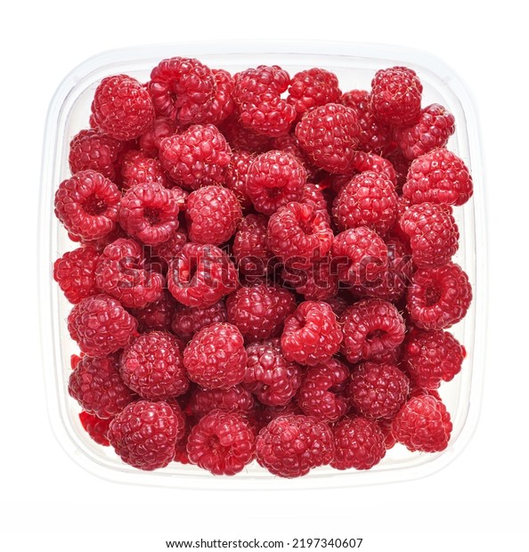 Plastic Container Raspberry Top View Raw Stock Photo 2197340607 ...