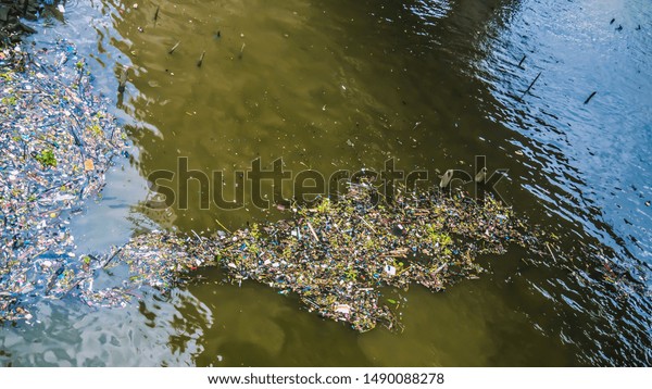 Plastic Trashes Float Down Rivers Into Stock Photo (Edit Now) 1490088278
