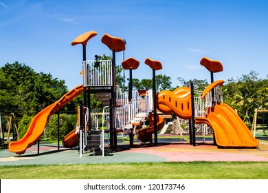 Outdoor Playground Daytime Has Backdrop Green Stock Photo 1678811731 ...