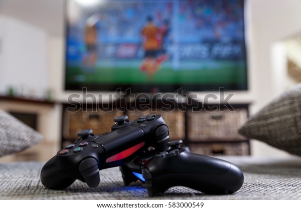 Playing Video Game Console Controllers Joysticks Stock Photo 583000549 ...
