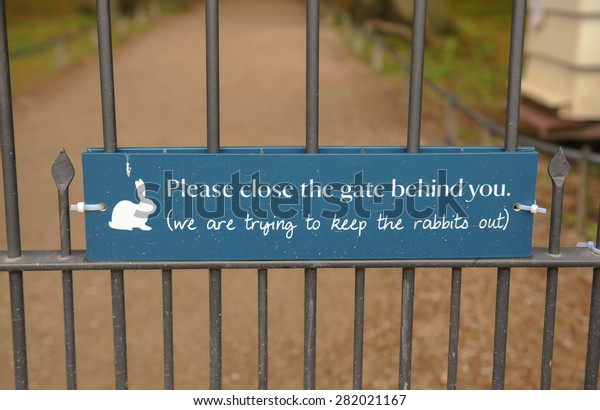 Please Close Gate Behind You We Stock Photo (Edit Now) 282021167