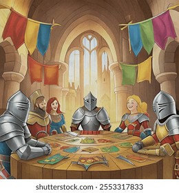 Cartoon Knights Round Table AI-generated image 2516130461 | Shutterstock
