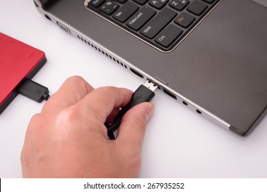 Plugging External Hard Disk Into Laptop Stock Photo 267935252 ...